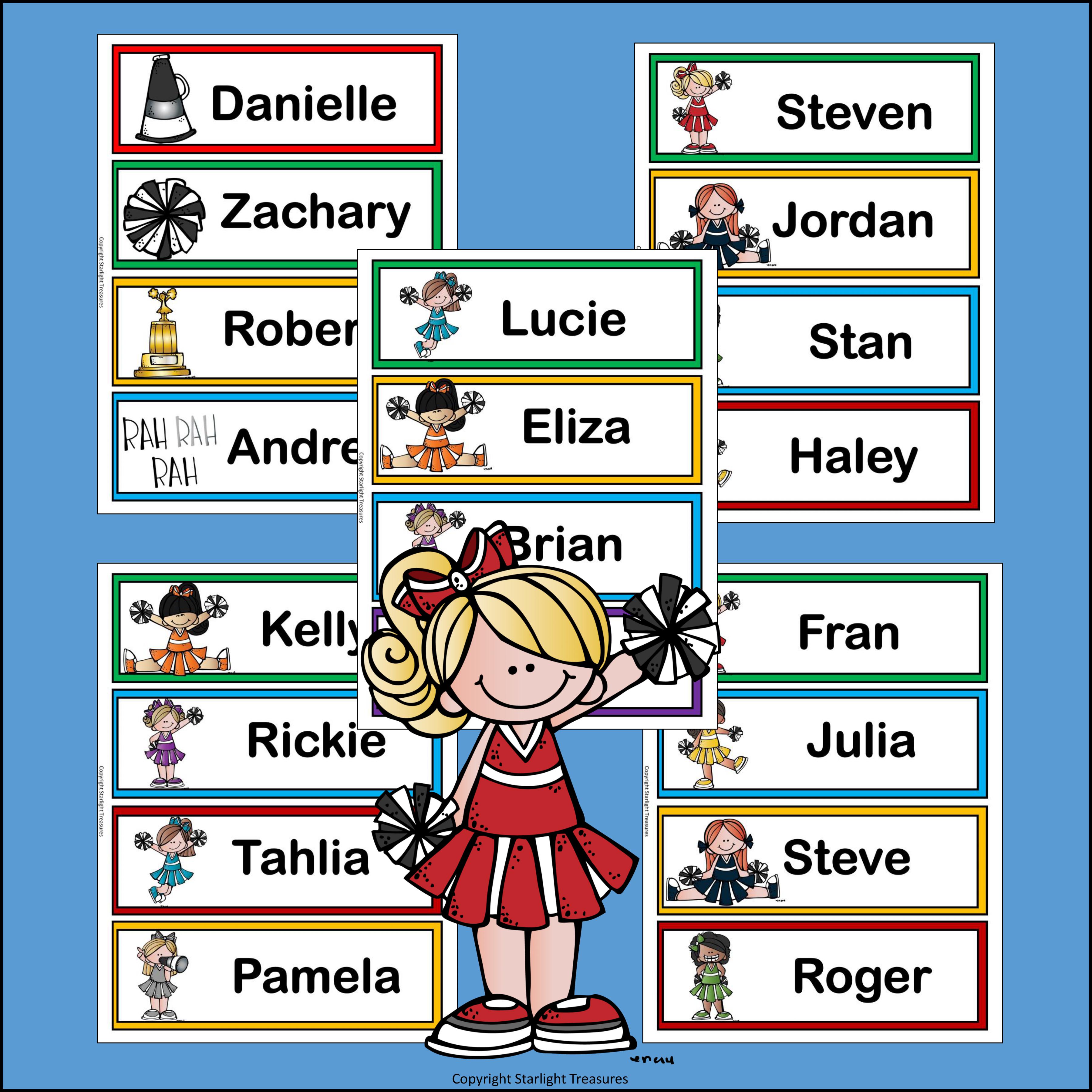 Cheerleading Desk Name Tags - Editable - Classful