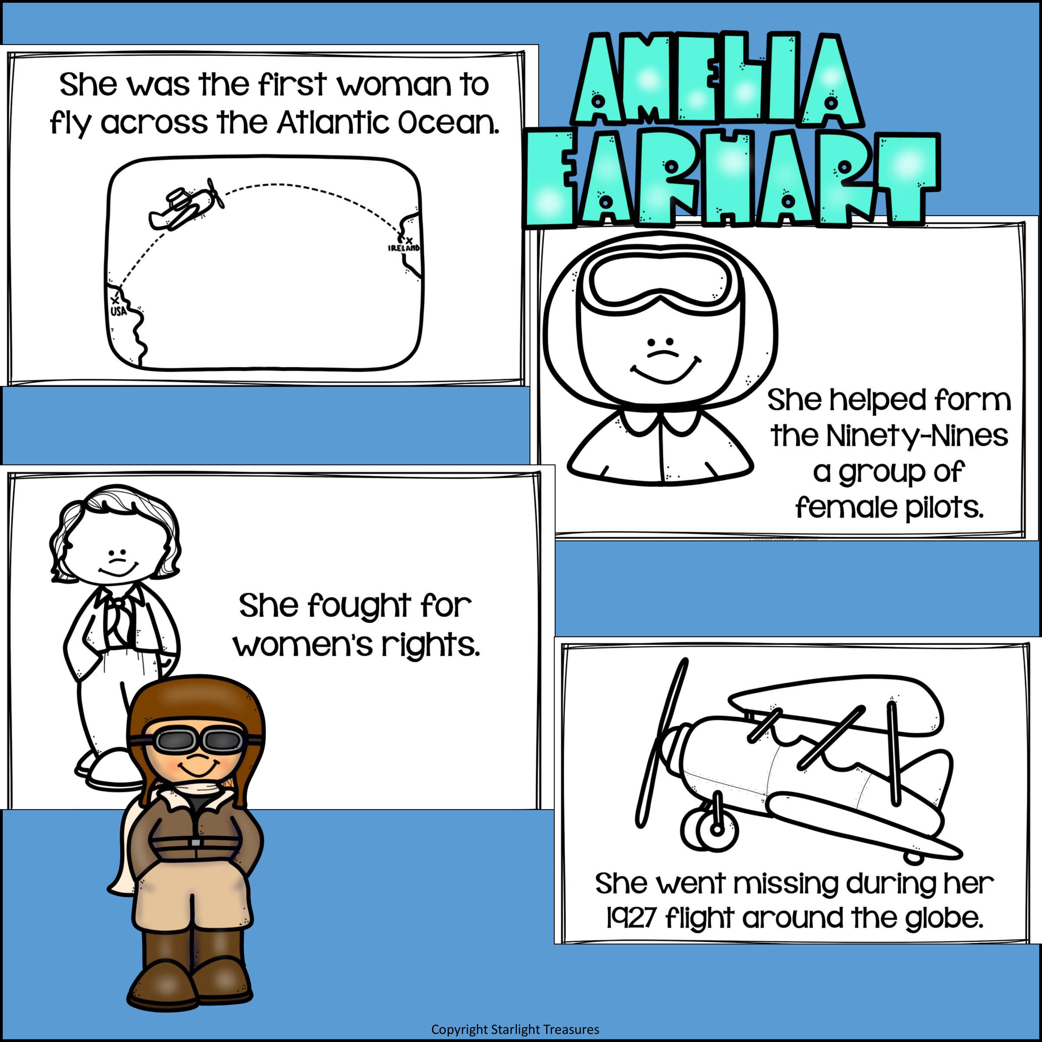 Amelia Earhart Mini Book for Early Readers- Women's History Month ...