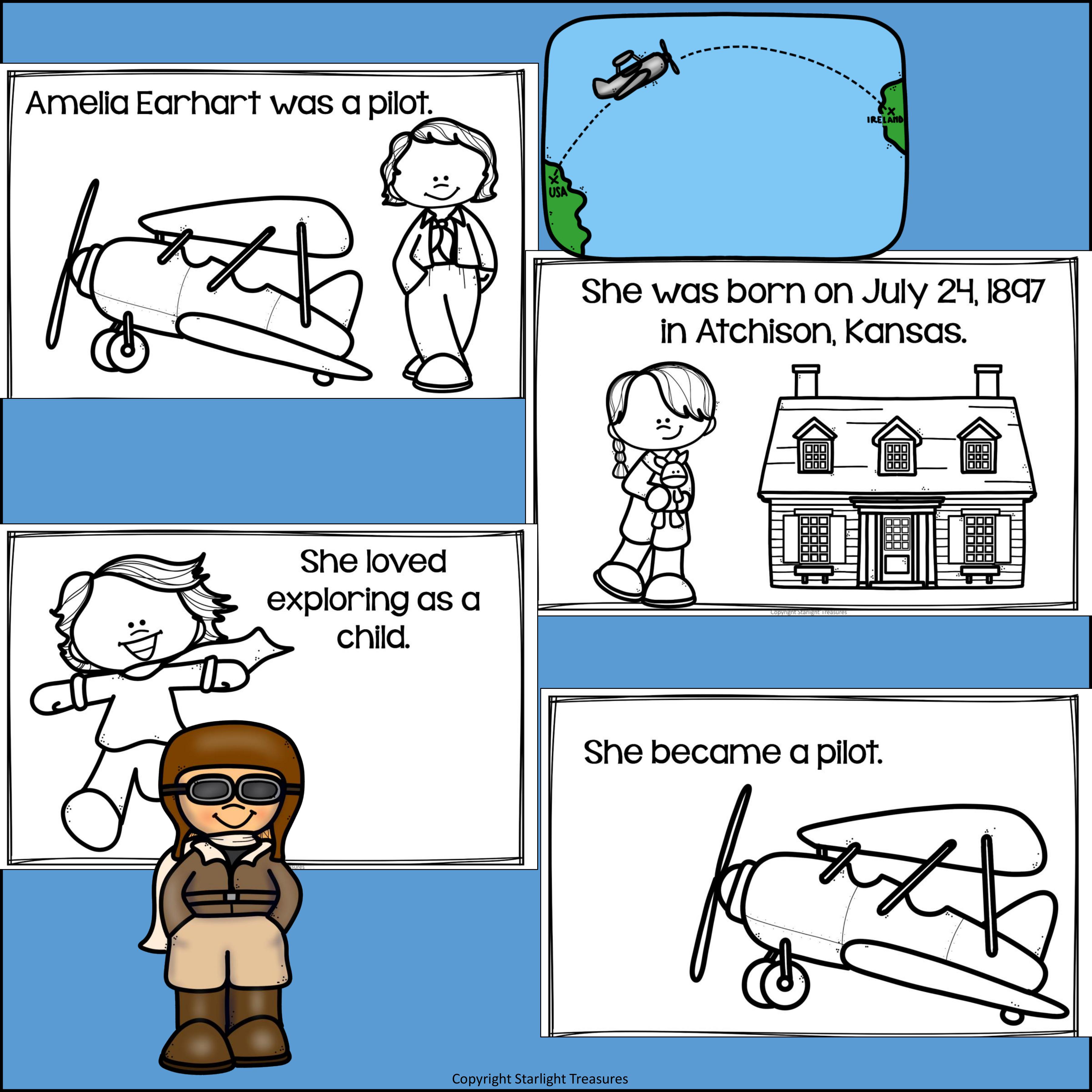 Amelia Earhart Mini Book for Early Readers- Women's History Month ...