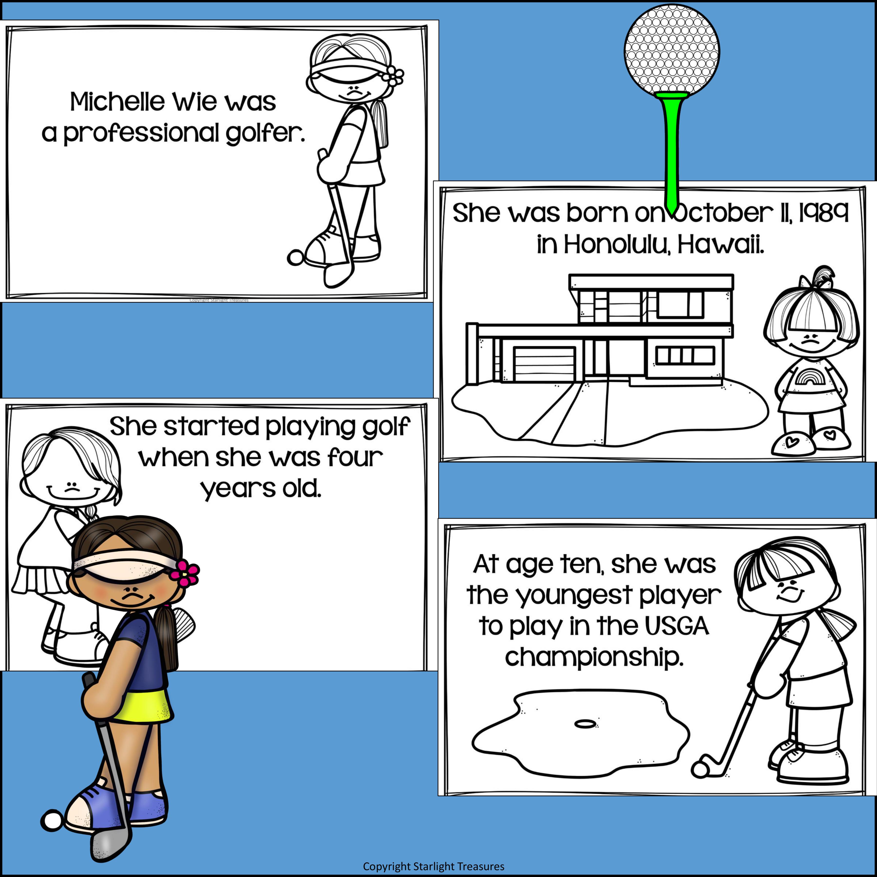 Michelle Wie Mini Book for Early Readers- Women's History Month - Classful