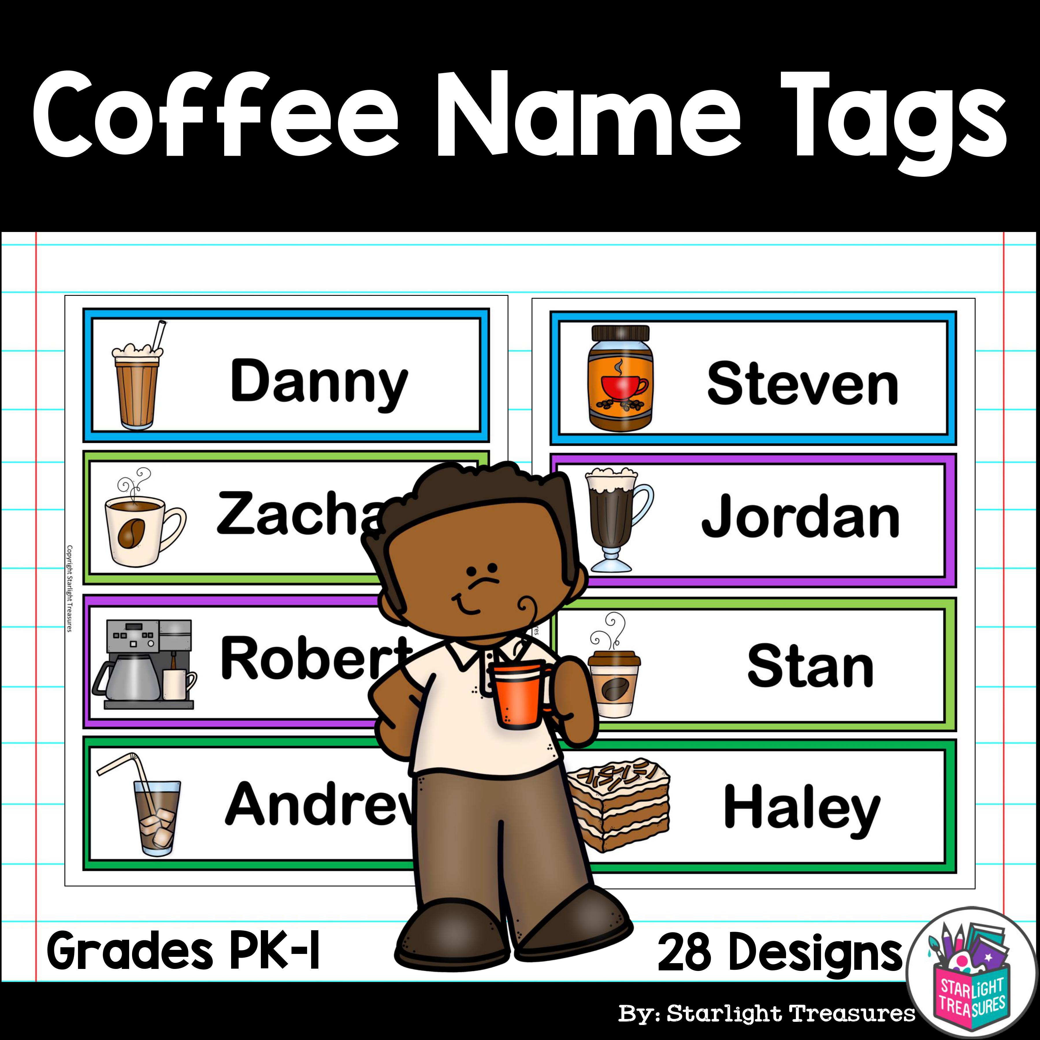 Coffee Desk Name Tags - Editable - Classful