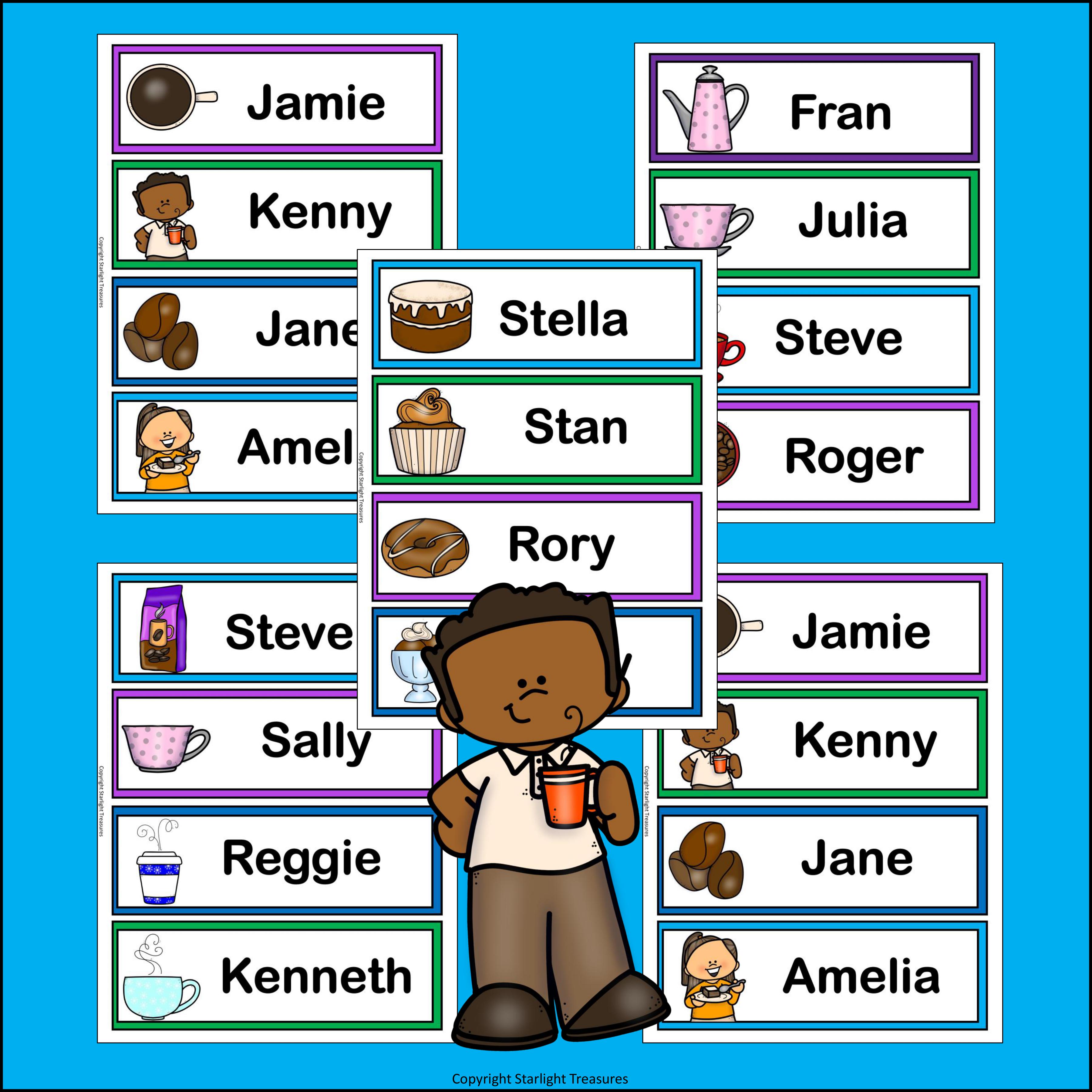 Coffee Desk Name Tags - Editable - Classful