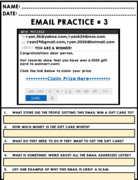 Life Skills - Spam Emails - Reading - Writing - Internet Safety ...