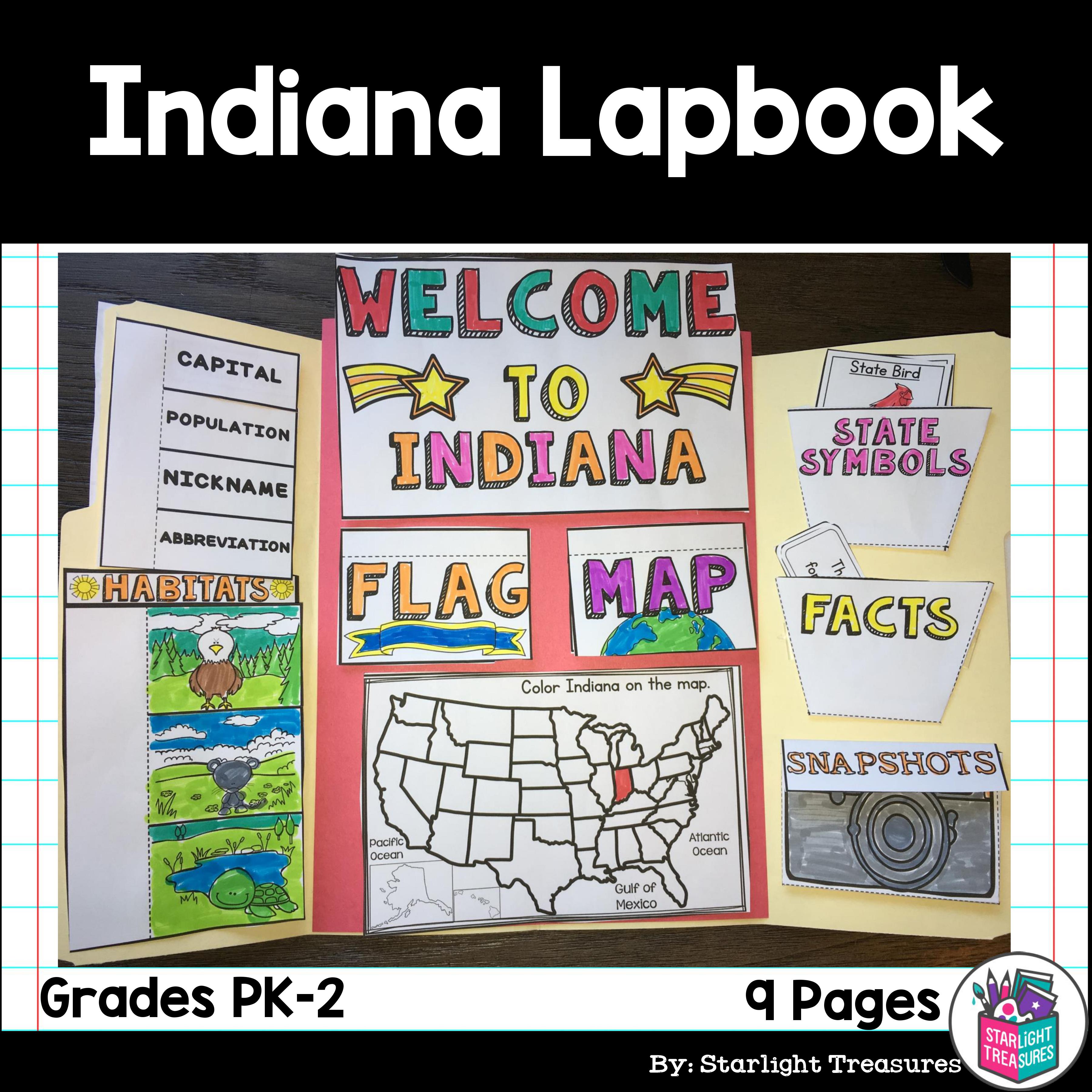 Indiana Lapbook for Early Learners - A State Study - Classful
