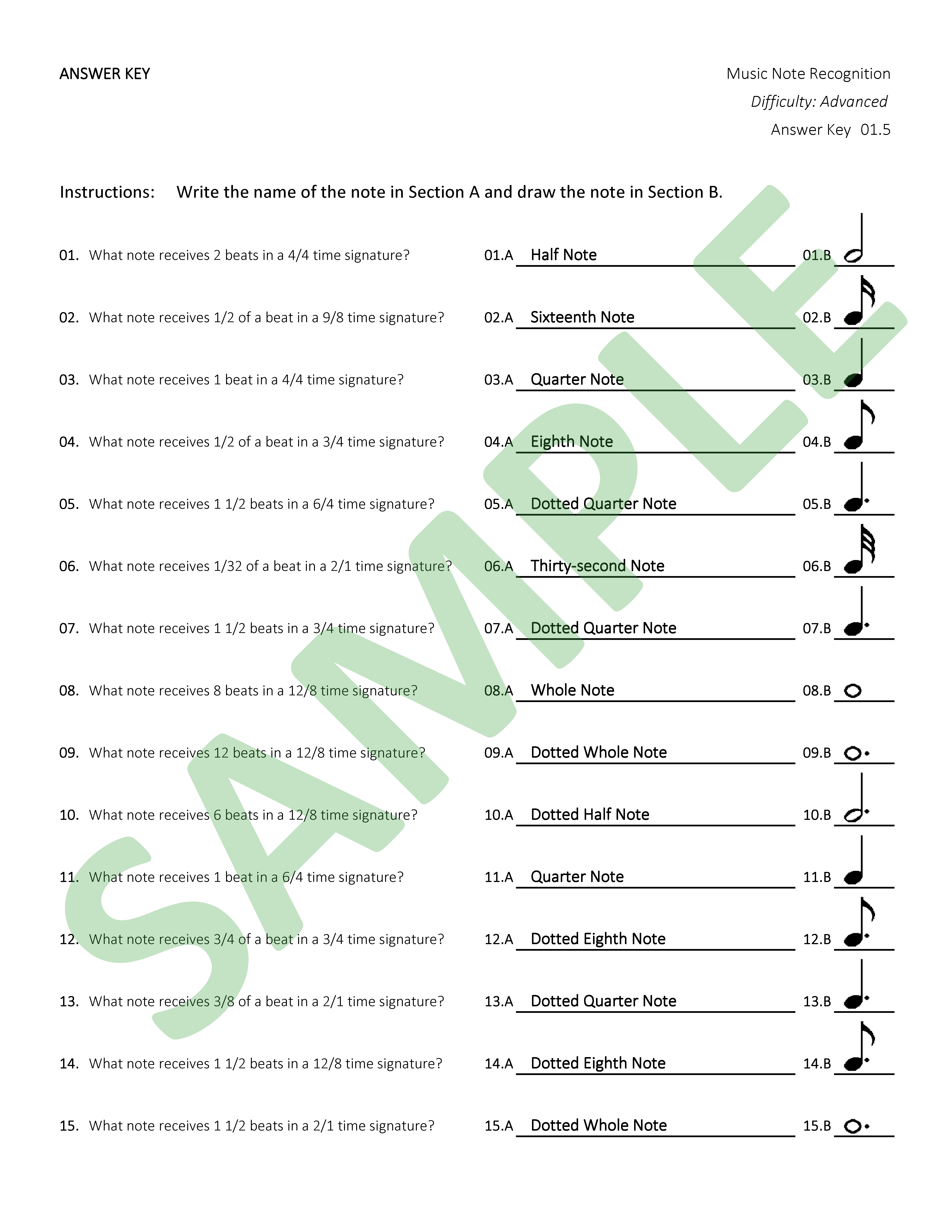 Advanced Worksheet_1.4 - Note Names, Values, and Symbols - Classful