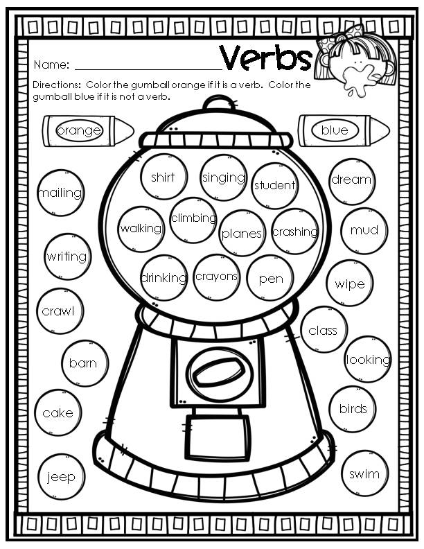 Verbs - No Prep Printables Grade 2 - Classful