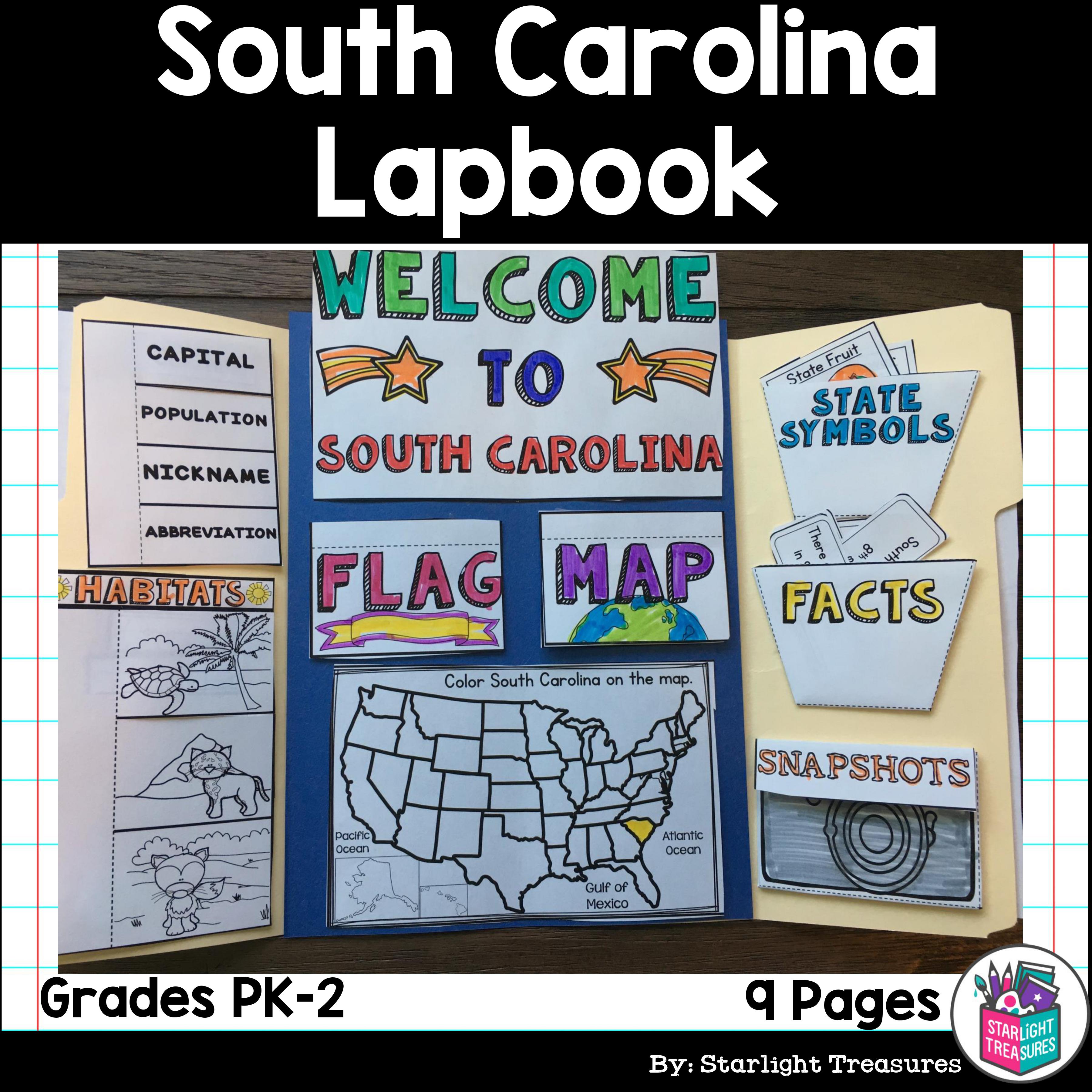 South Carolina Lapbook for Early Learners - A State Study - Classful