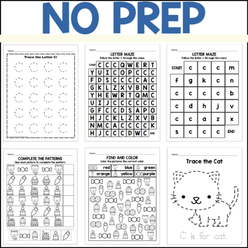 Letter C Worksheets for Letter Recognition and Beginning Sounds - Classful