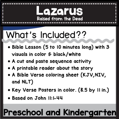 Resurrection of Lazarus Bible Lesson and Activities for Preschool and ...