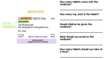 Life Skills - Special Education - Medicine Labels - Reading - Writing ...