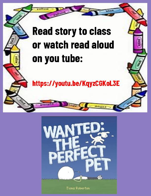 WANTED- THE PERFECT PET BY FIONA ROBERTON READING & WRITING PACKET ...