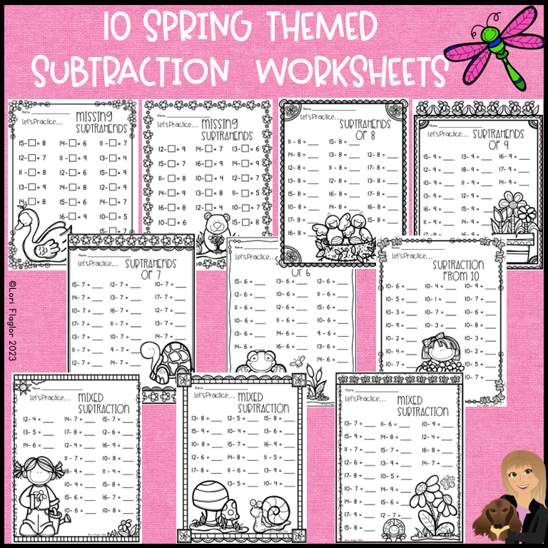 Spring Subtraction Worksheets