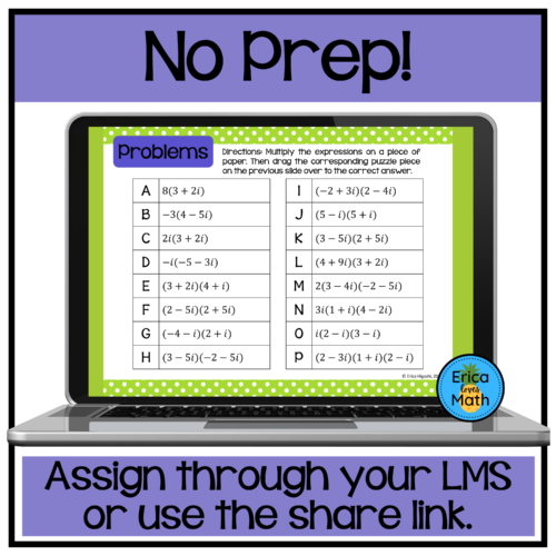 Multiplying Complex Numbers Digital Activity Picture Puzzle - Classful