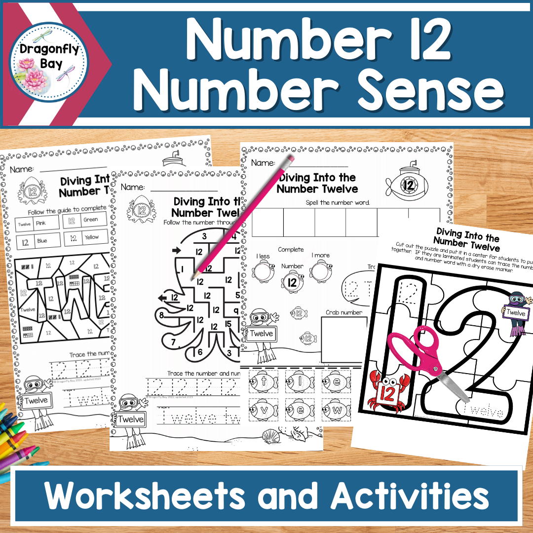 Number 12 Number Sense Worksheets Color by Codes and Center Activities ...
