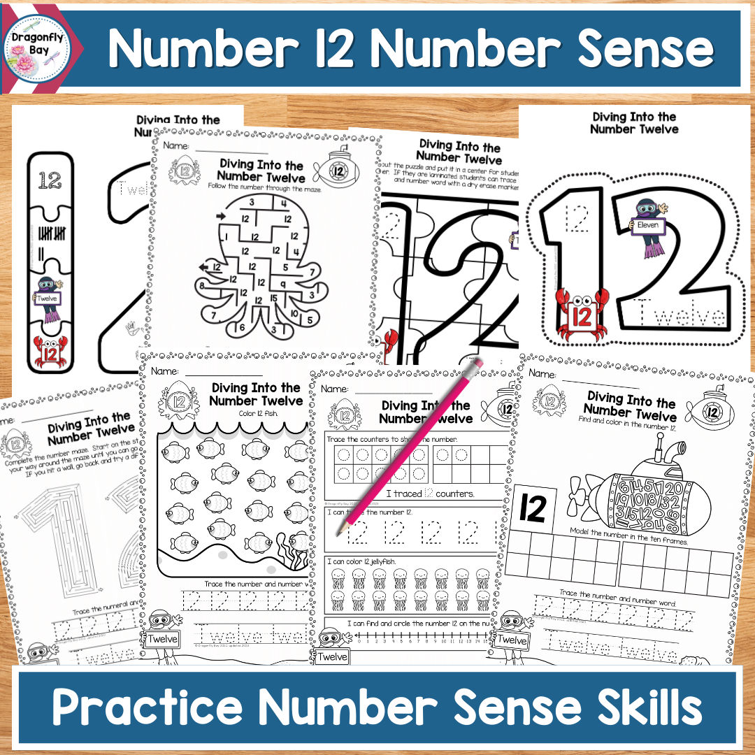 Number 12 Number Sense Worksheets Color by Codes and Center Activities ...