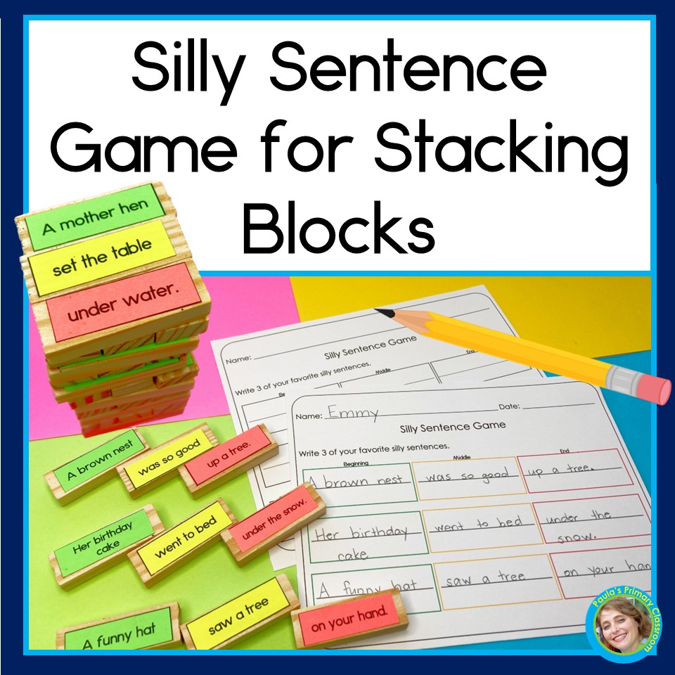 Silly Sentences Building Game for Tumbling Blocks - Classful