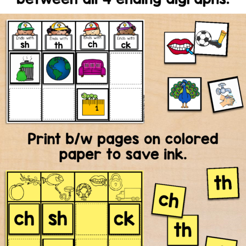 Ending Digraphs sh th ch ck Activities (Sorting Mazes Digraph Hunts ...