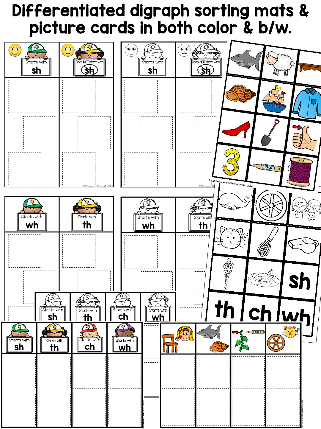 Beginning & Ending Digraphs sh th ch wh ck Activities Bundle - Classful