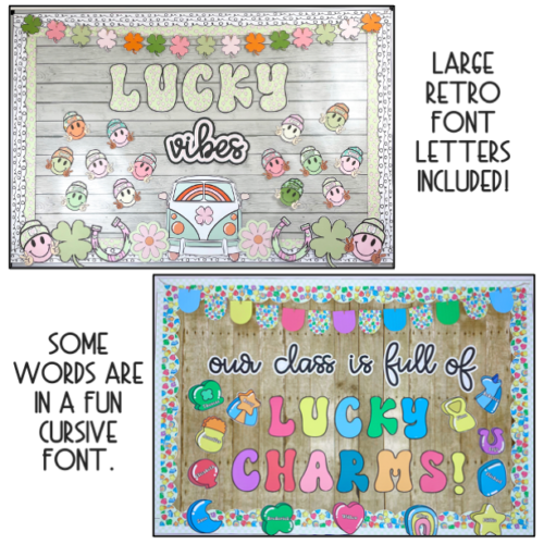 St. Patrick's Day Retro Groovy Bulletin Board Kit and Door Decor - Classful