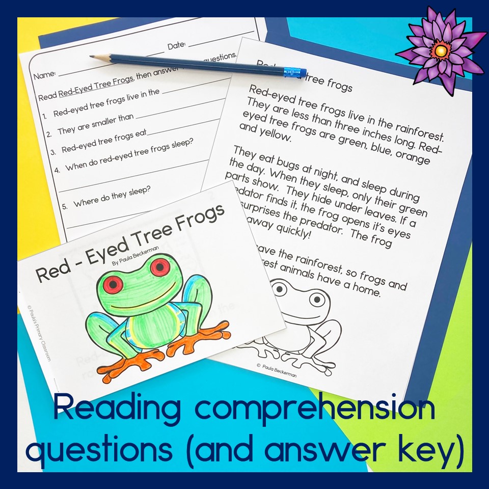 Rainforest Animals Red Eyed Tree Frogs Book and Reading Comprehension ...
