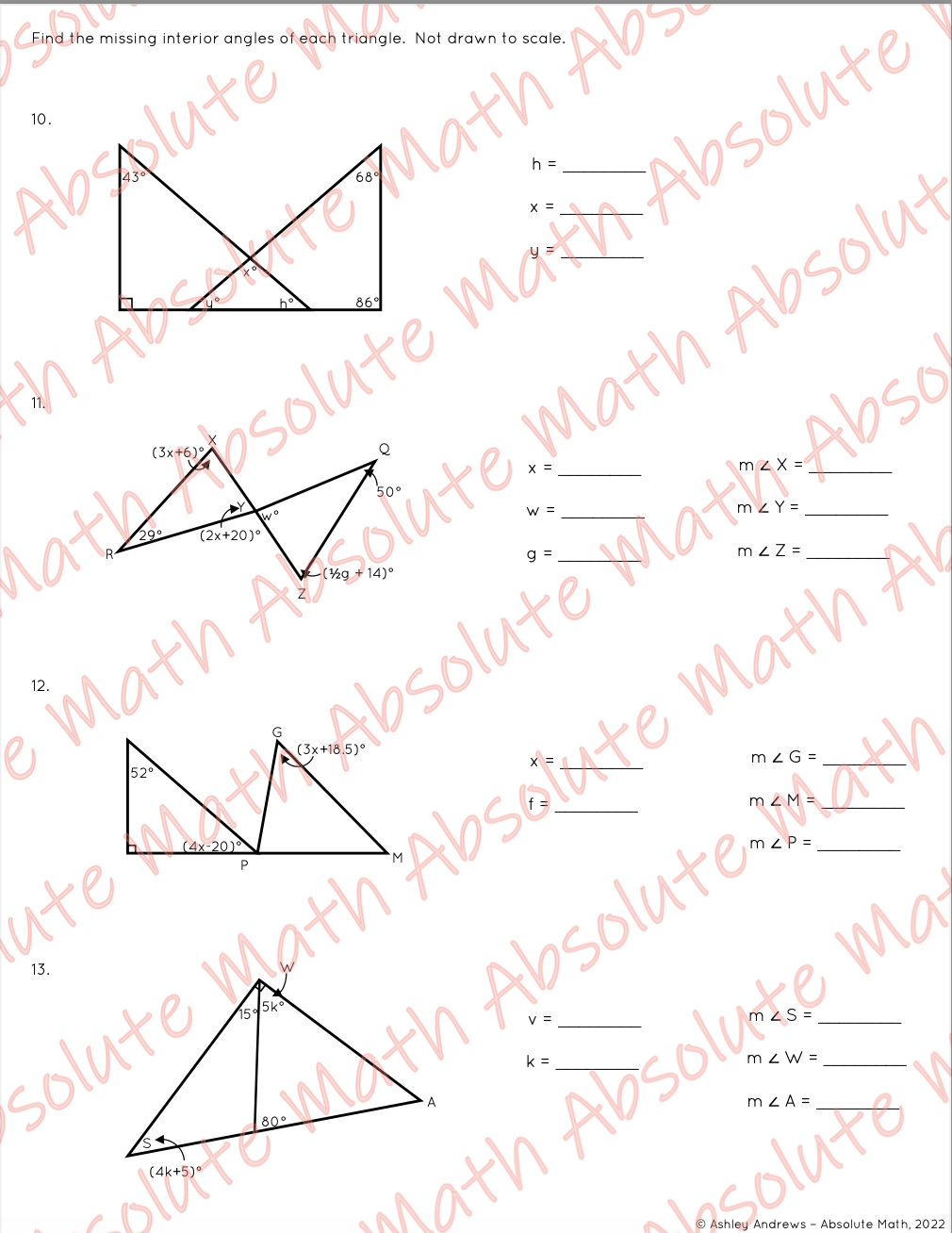 Angles of Triangles Practice 1 - Classful