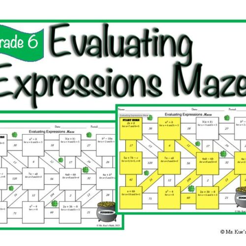 St. Patrick's Day Evaluating Expressions Maze - Classful