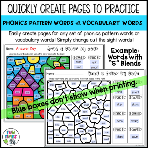 Spring Color By Sight Word Coloring Pages - Editable Sight Word ...