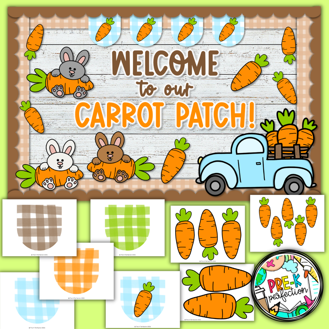 Carrot Patch Bulletin Board | Spring Classroom Decor | Easter Decor ...