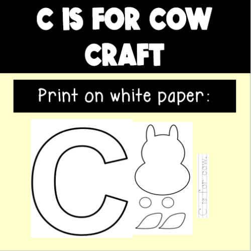 Letter C Craft - C is for Cow Craft Alphabet Beginning Sound Activity ...
