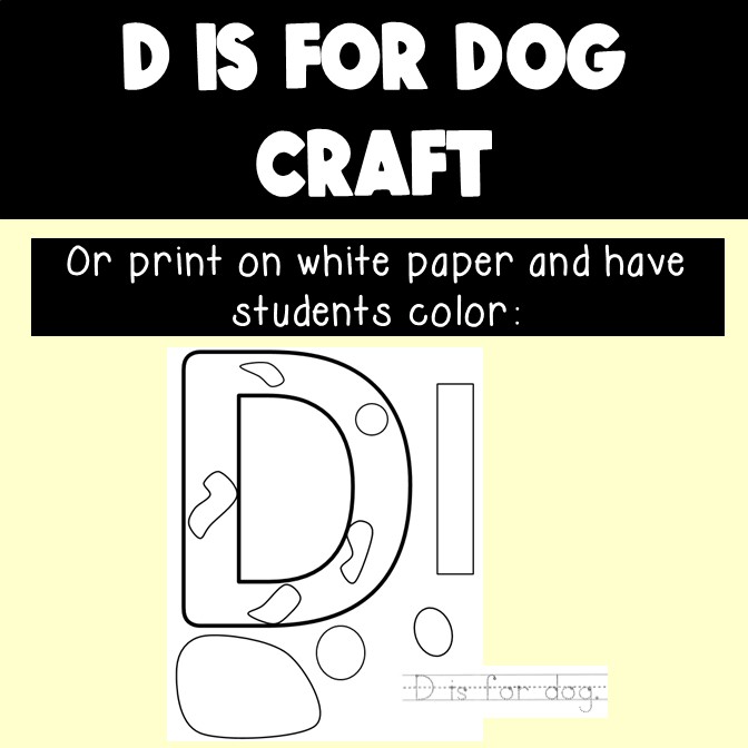 Letter D Craft - D is for Dog Printable Alphabet Beginning Sound ...