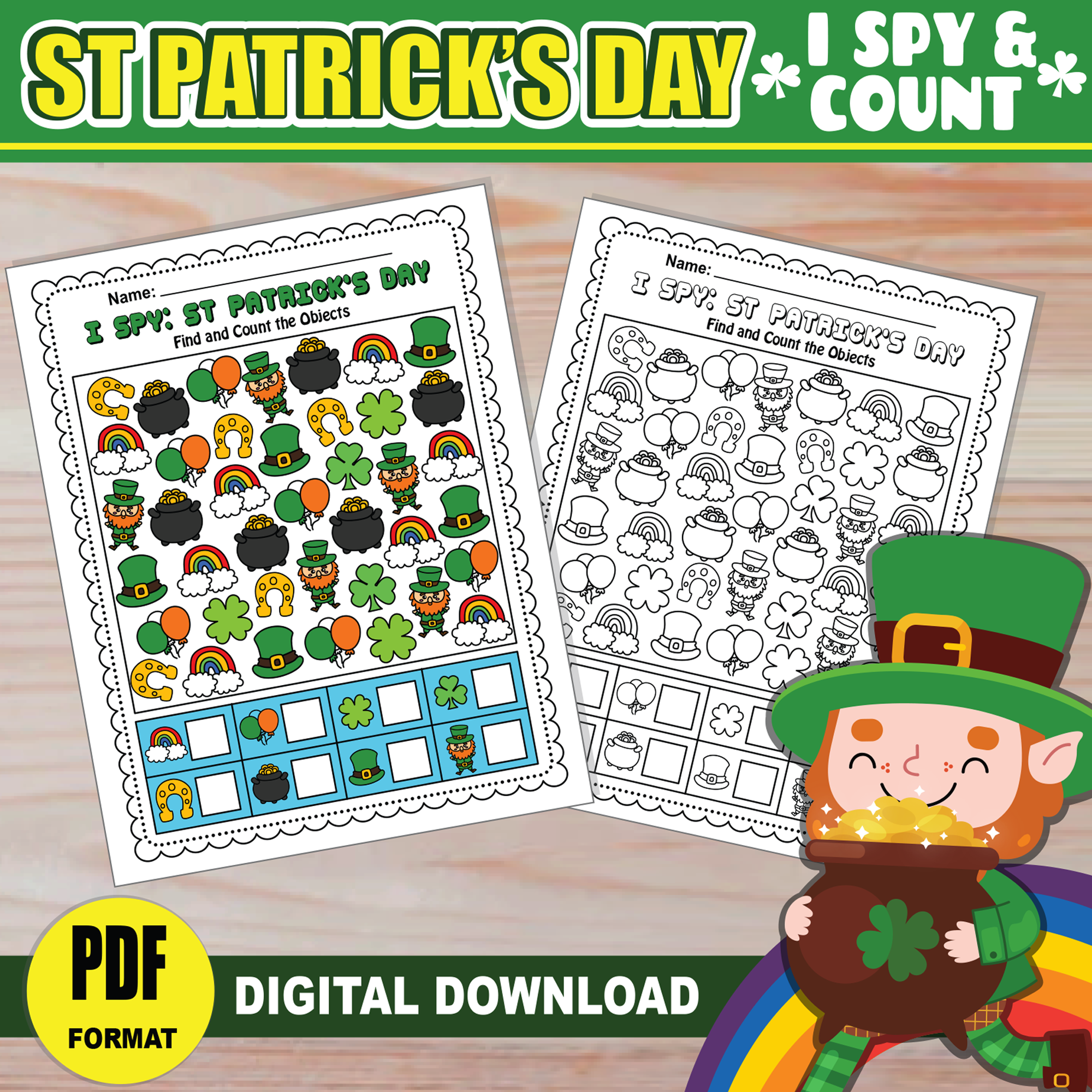 St Patrick's Day I Spy Game | PRINTABLE St Patricks Day Activities for ...