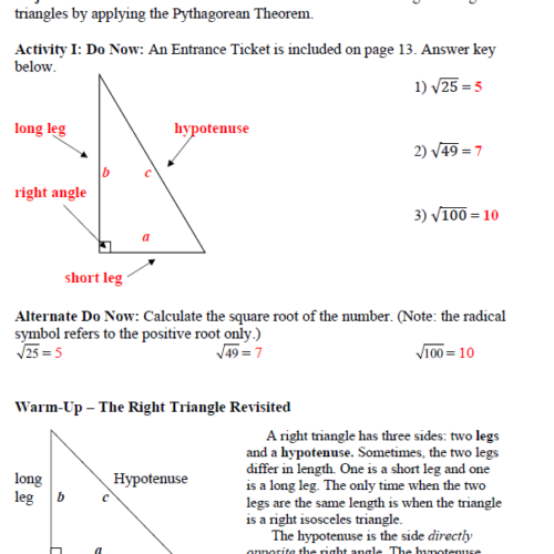 Pythagorean Theorem Unit (Lessons, Performance Tasks, Assessments) - Classful