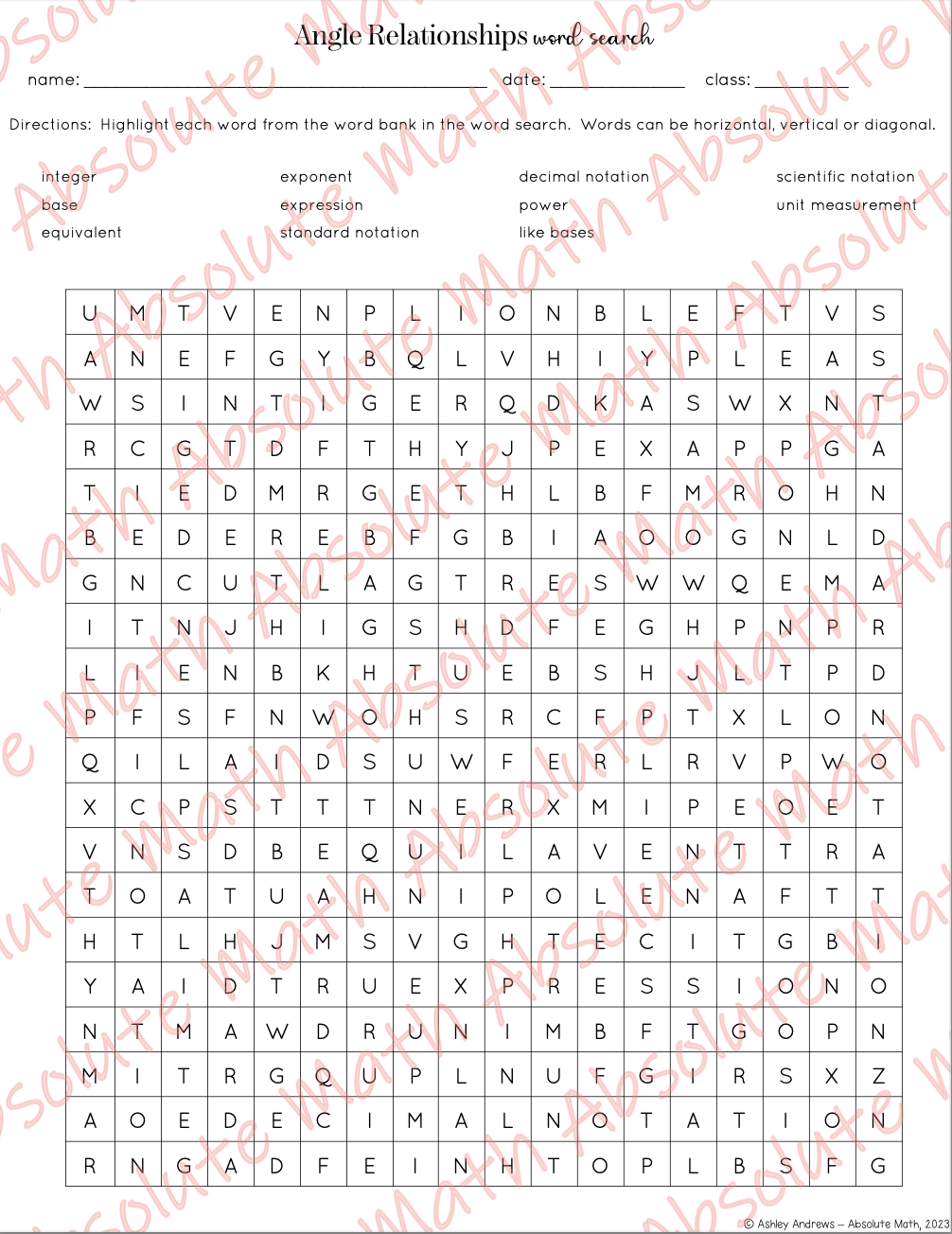 Powers Word Search - Classful