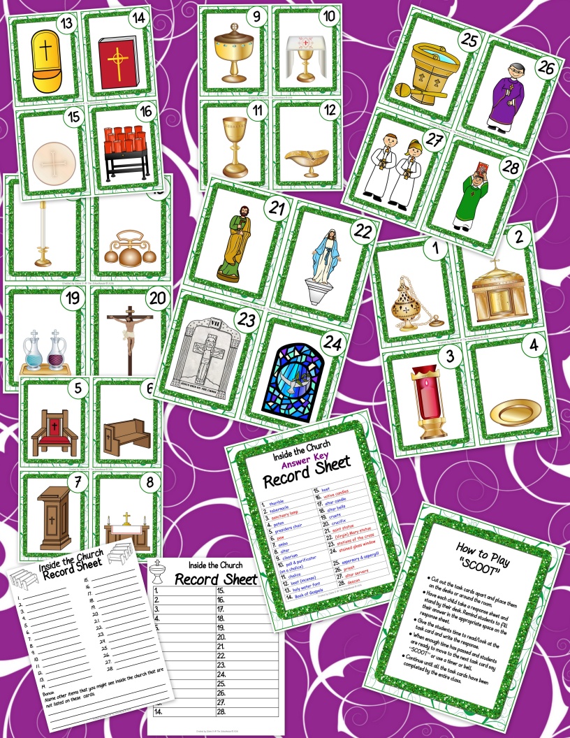 Inside the Church Task Cards or SCOOT Game - Classful
