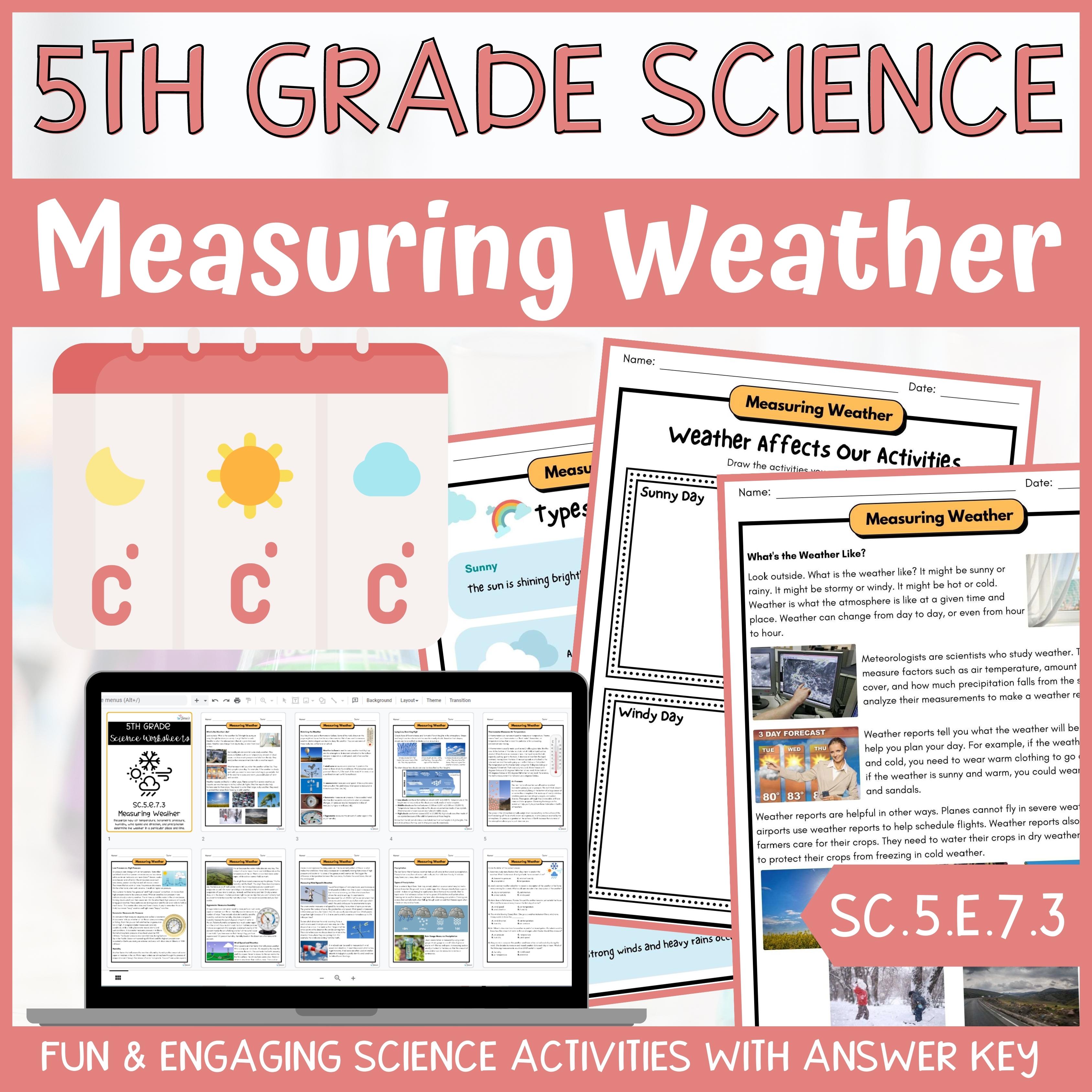 All About Weather Activity & Answer Key 5th Grade Earth Science - Classful