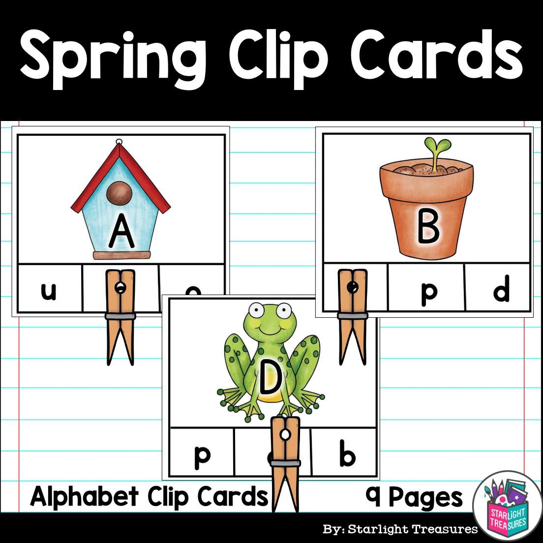 Spring Alphabet Clip Cards for Early Readers - Alphabet Clip Cards ...