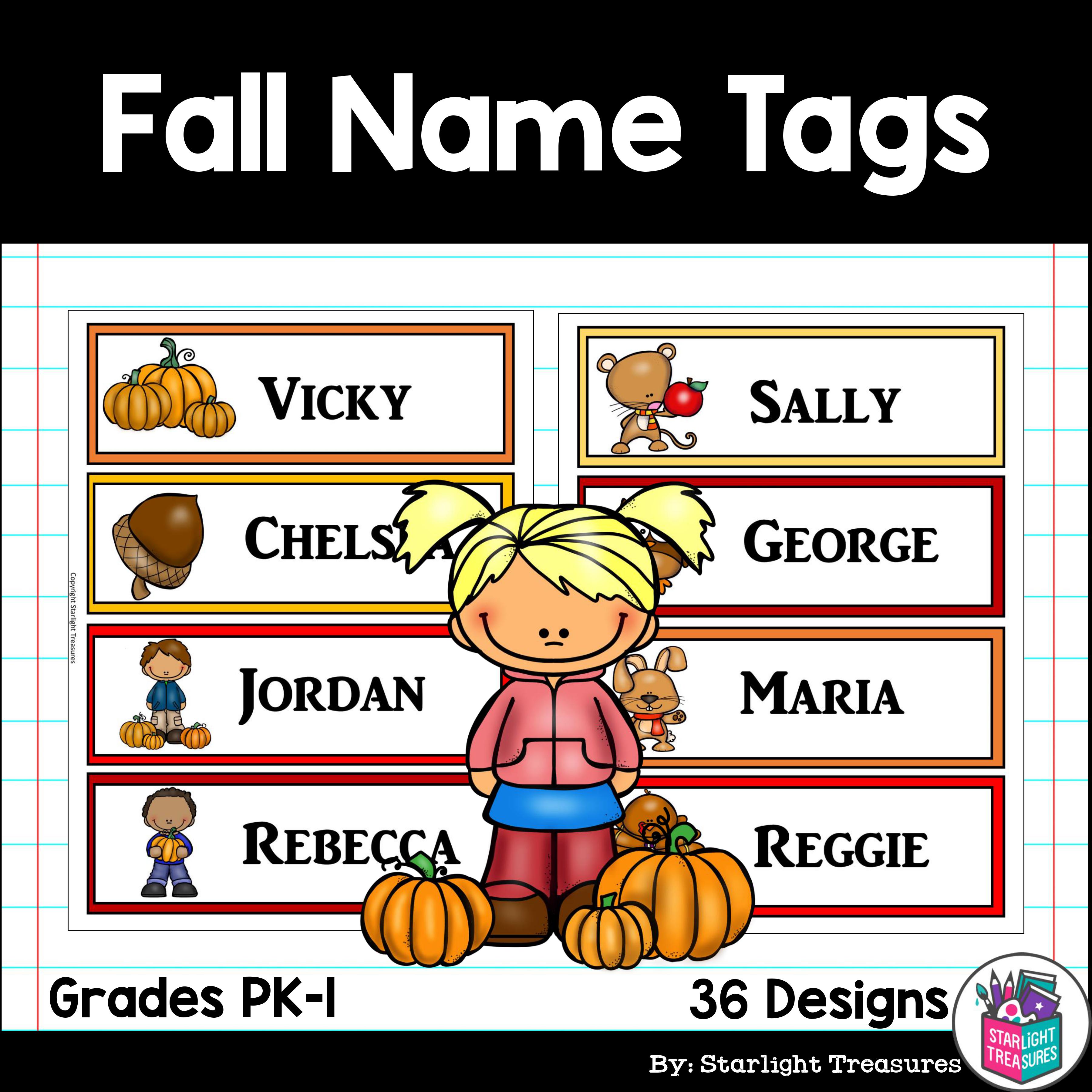 Fall Desk Name Tags - Editable - Classful