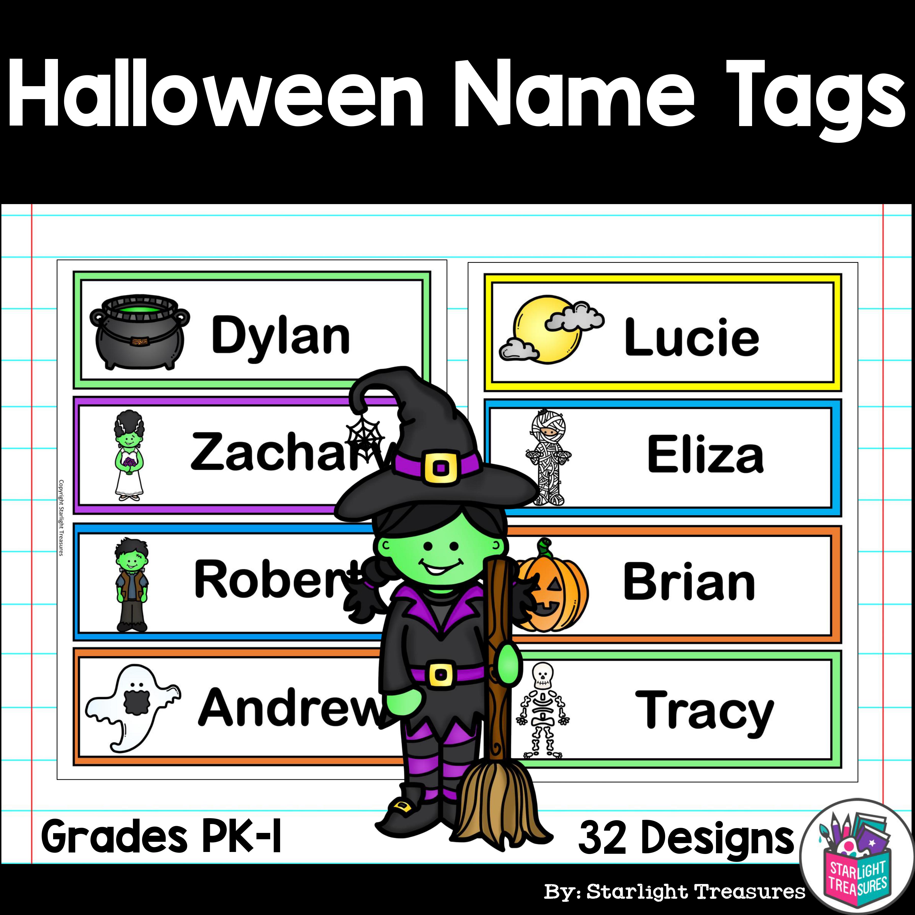 Halloween Desk Name Tags - Editable - Classful