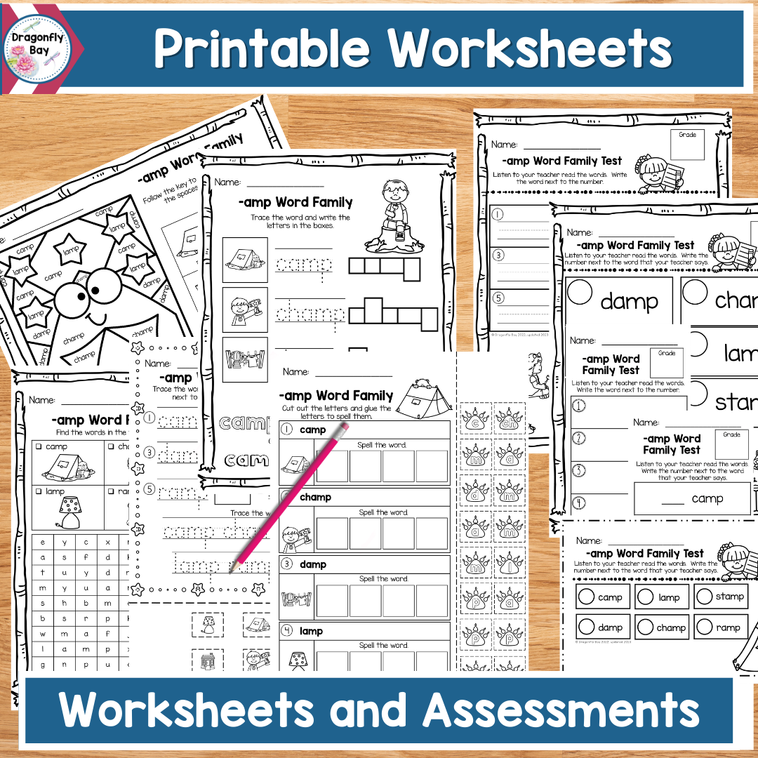 Amp Short A Word Family Phonics Blending Printable Worksheets and ...