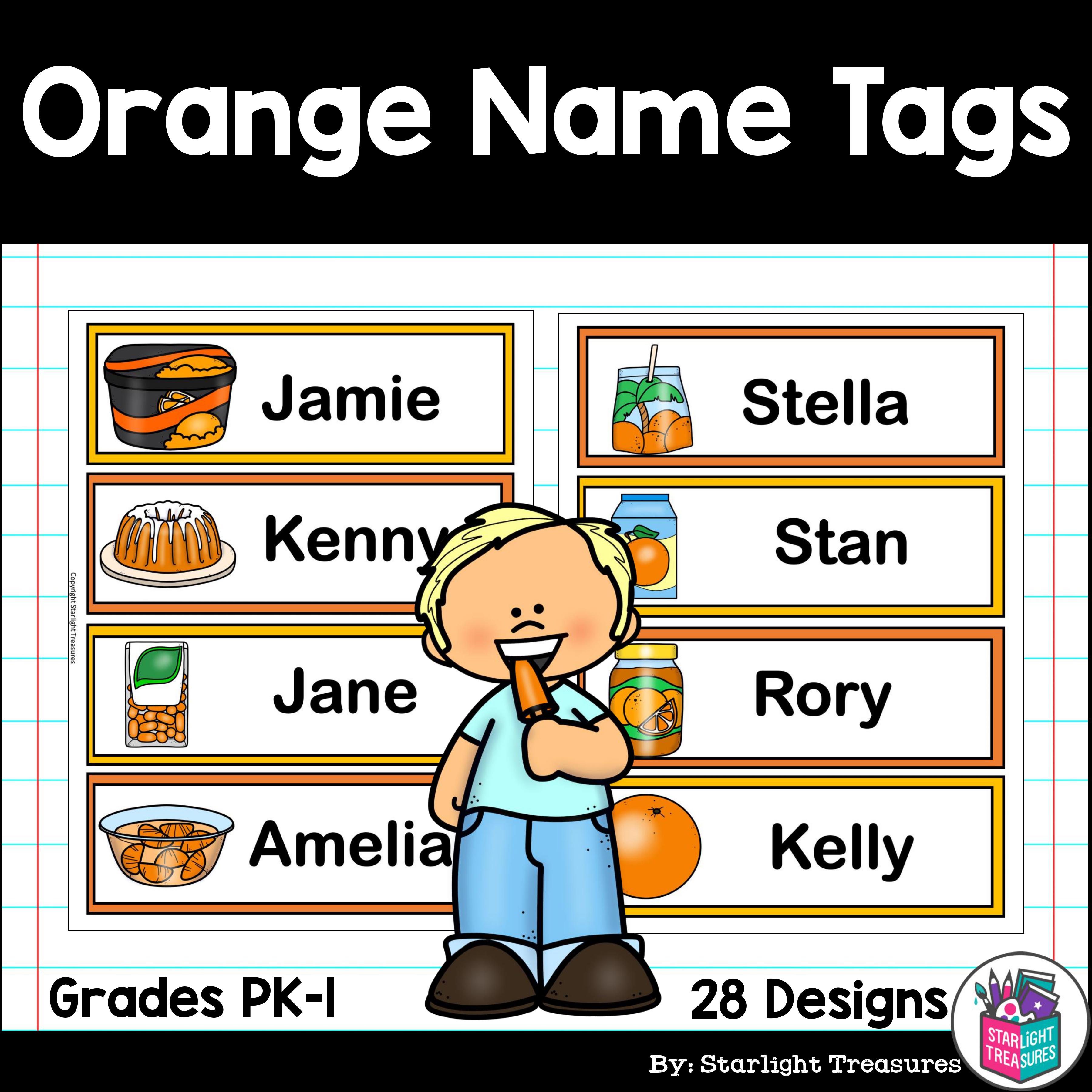 Orange Desk Name Tags - Editable - Classful