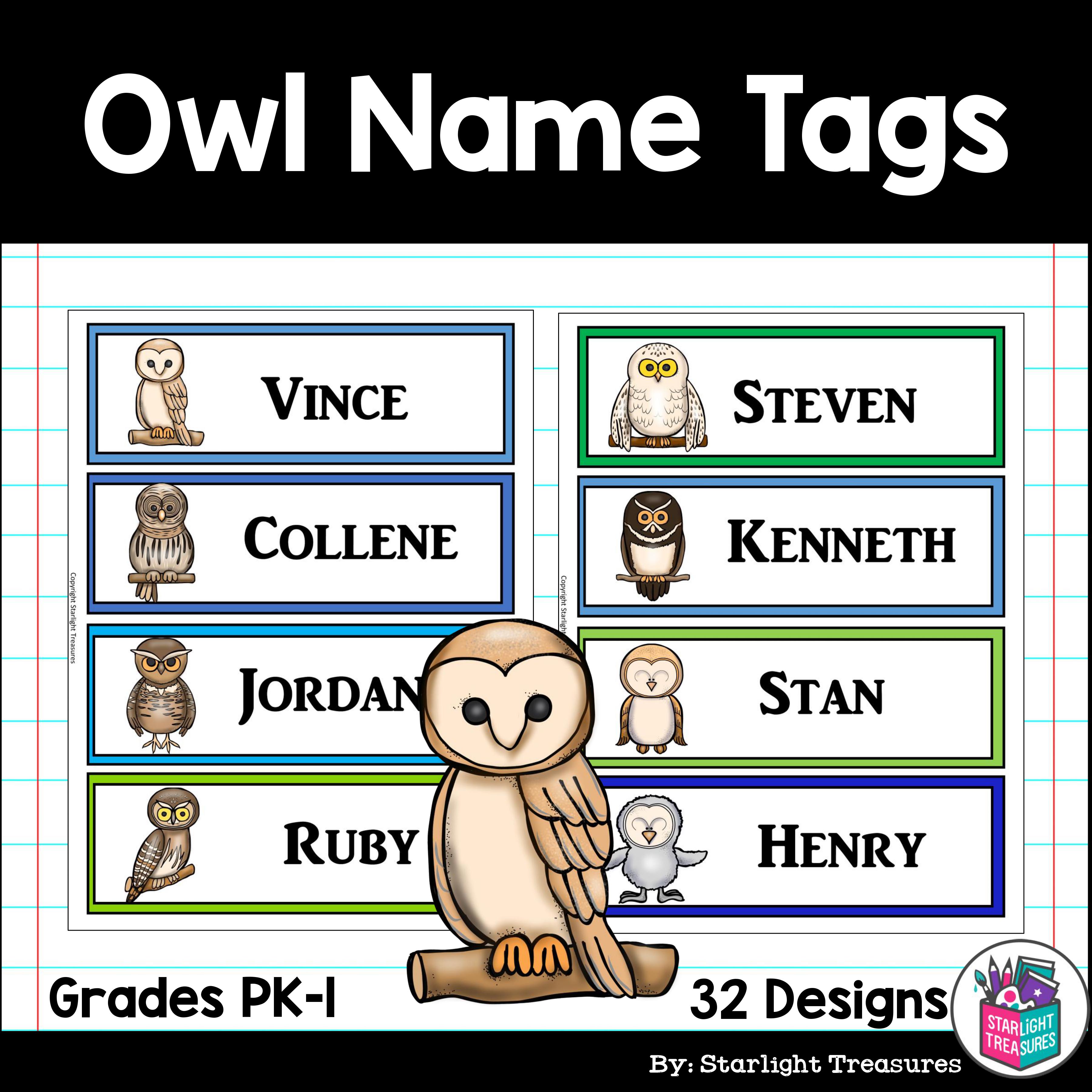 Owl Desk Name Tags - Editable - Classful