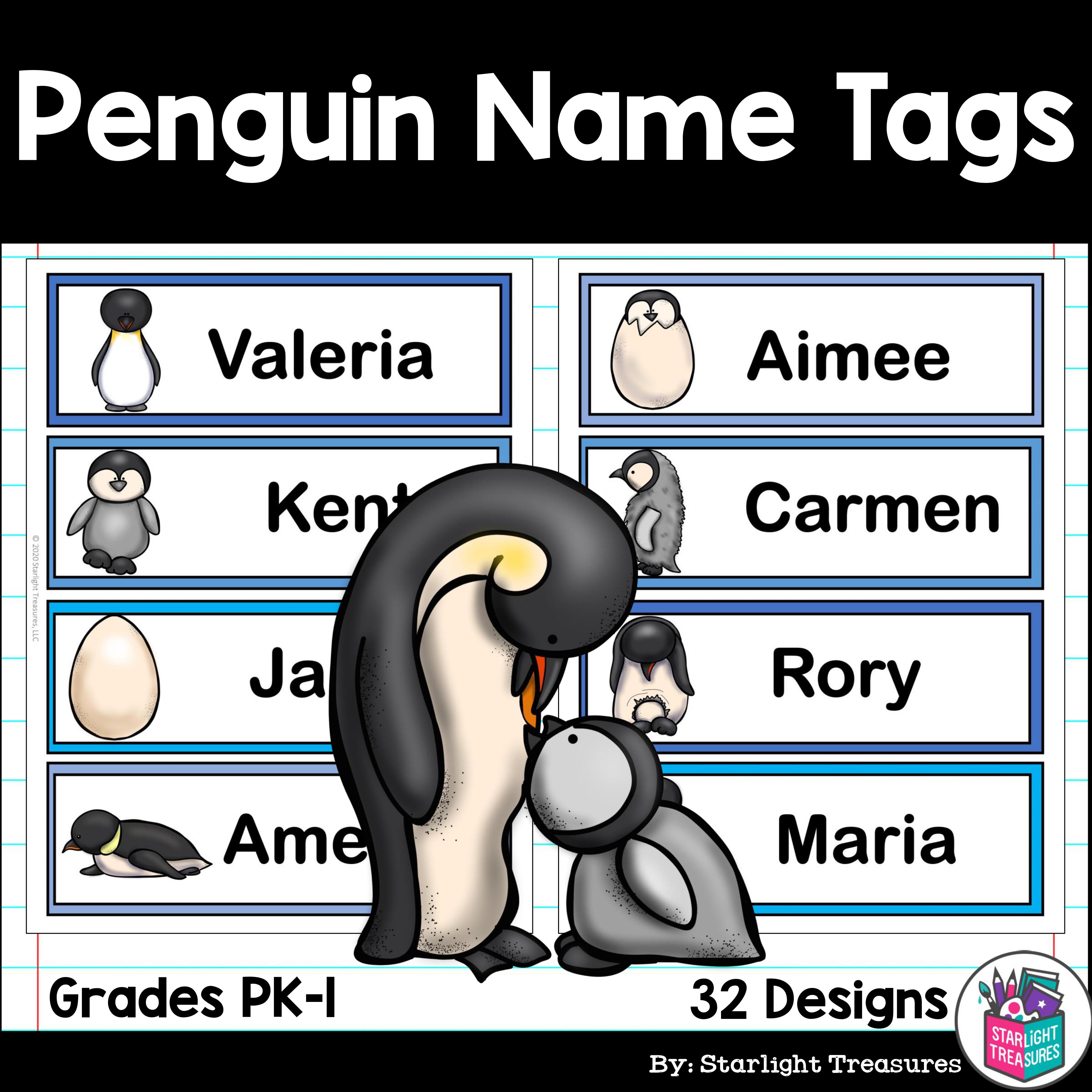 Penguins Desk Name Tags - Editable - Classful