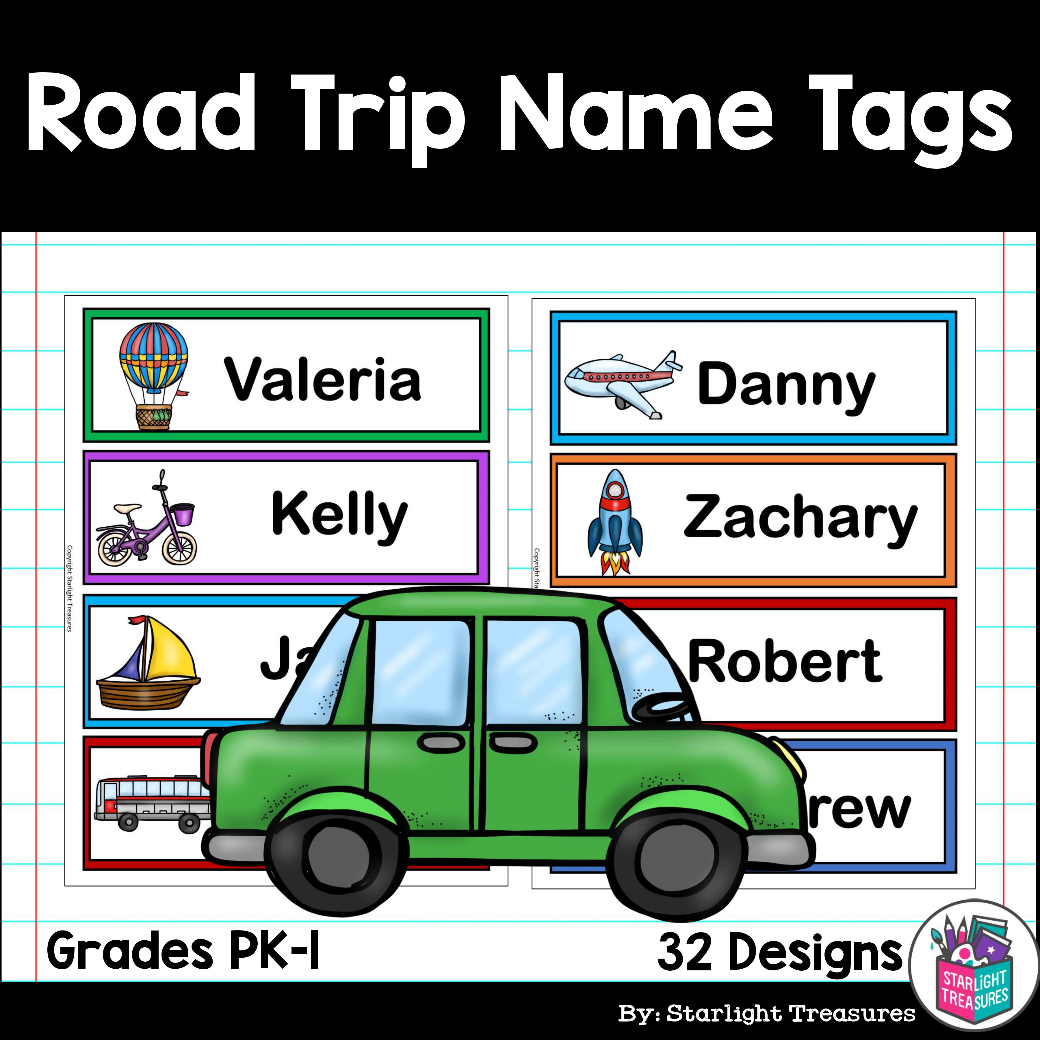 Road Trip Name Tags - Editable - Classful