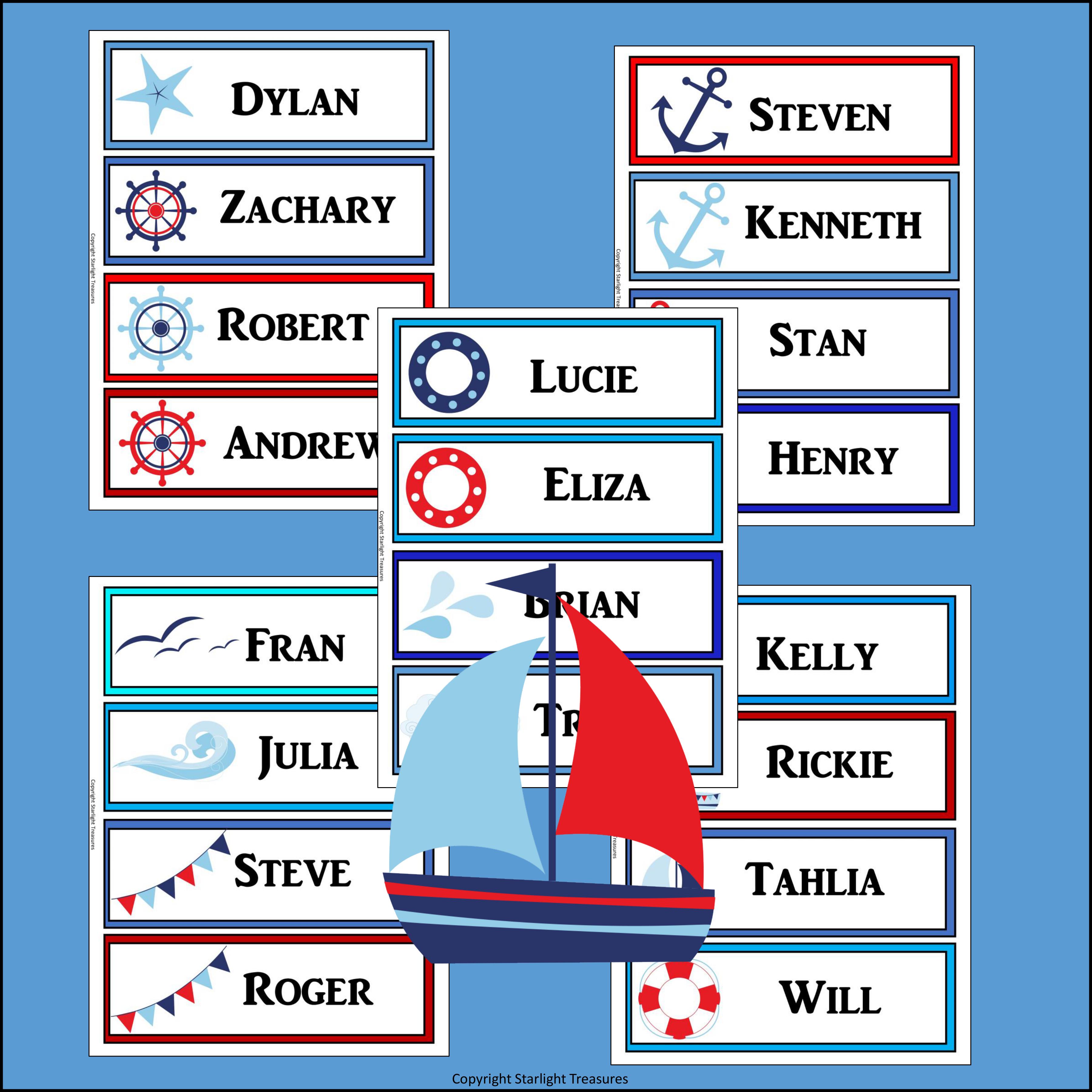 Sailing Name Tags - Editable - Classful