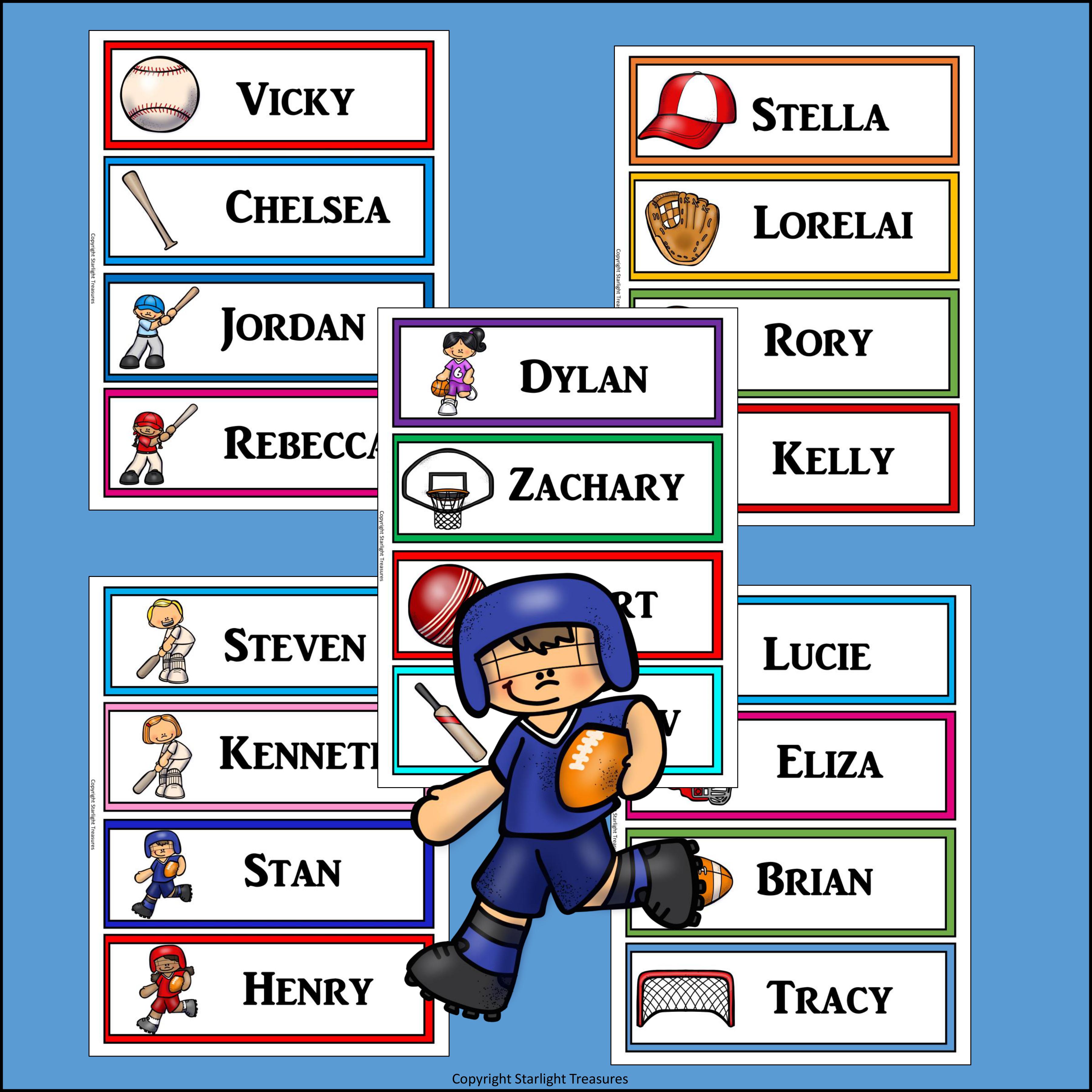 Sports Desk Name Tags - Editable - Classful