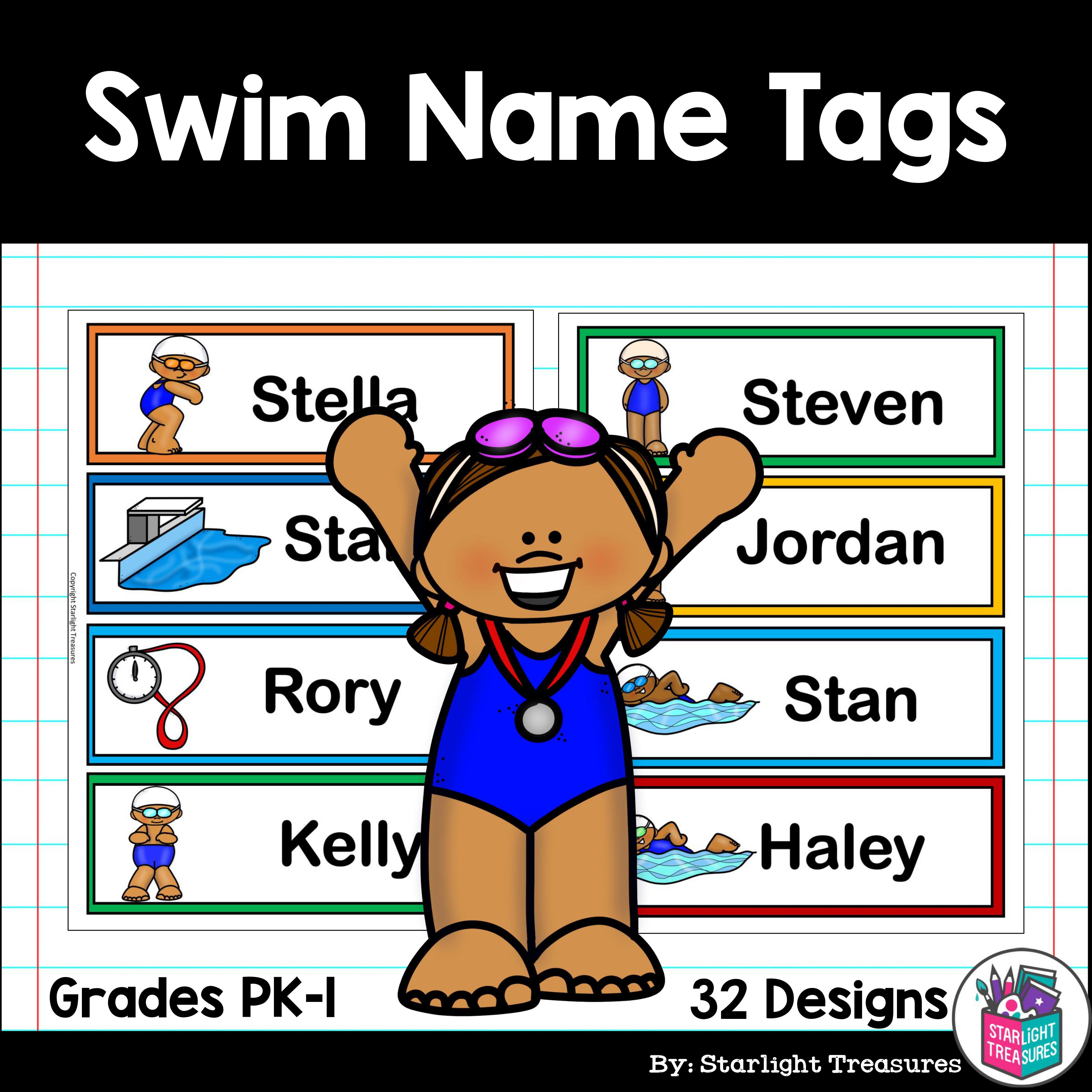 Swim Team Desk Name Tags - Editable - Classful