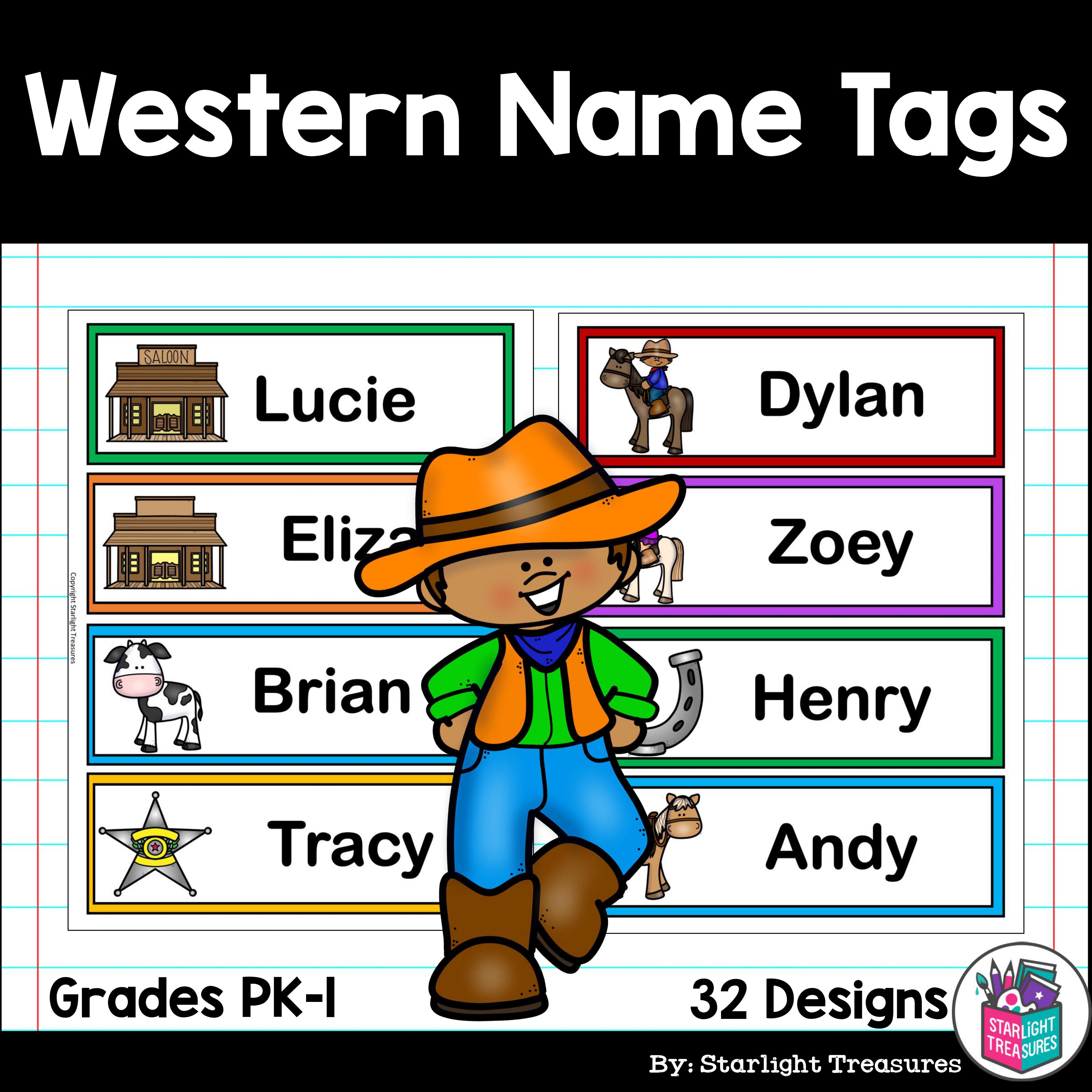 Western Desk Name Tags - Editable - Classful