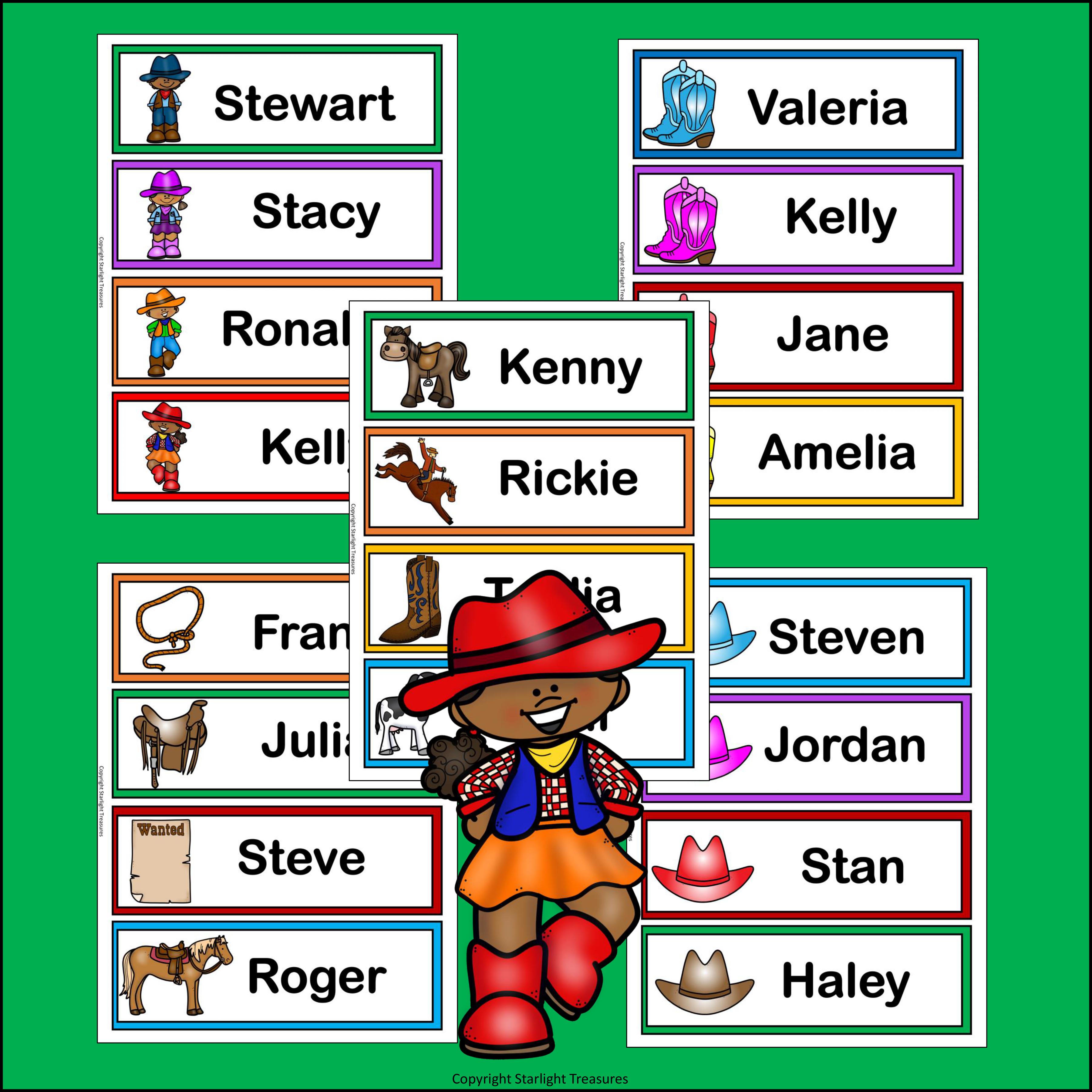 Western Desk Name Tags - Editable - Classful