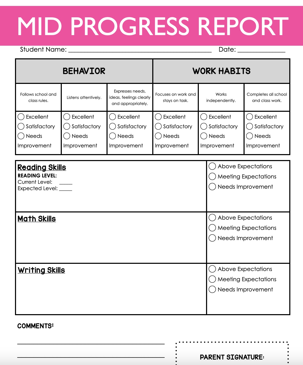 Mid Quarter Student Progress Report - Classful Mid Quarter Student Progress Report - Classful