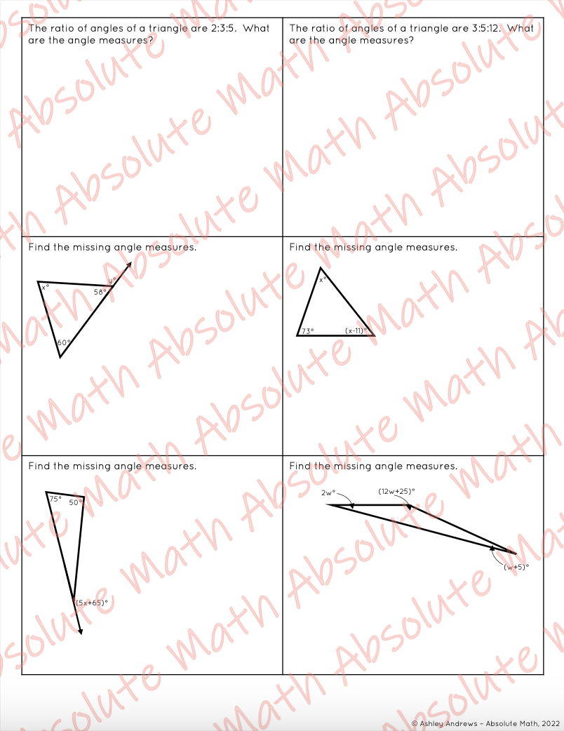 Angles of Triangles Guided Notes - Classful